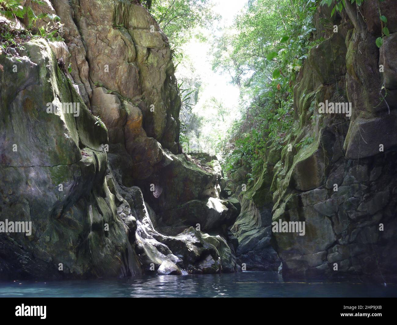 Sunny view of the landscape during a river tracing event at Yilan ...