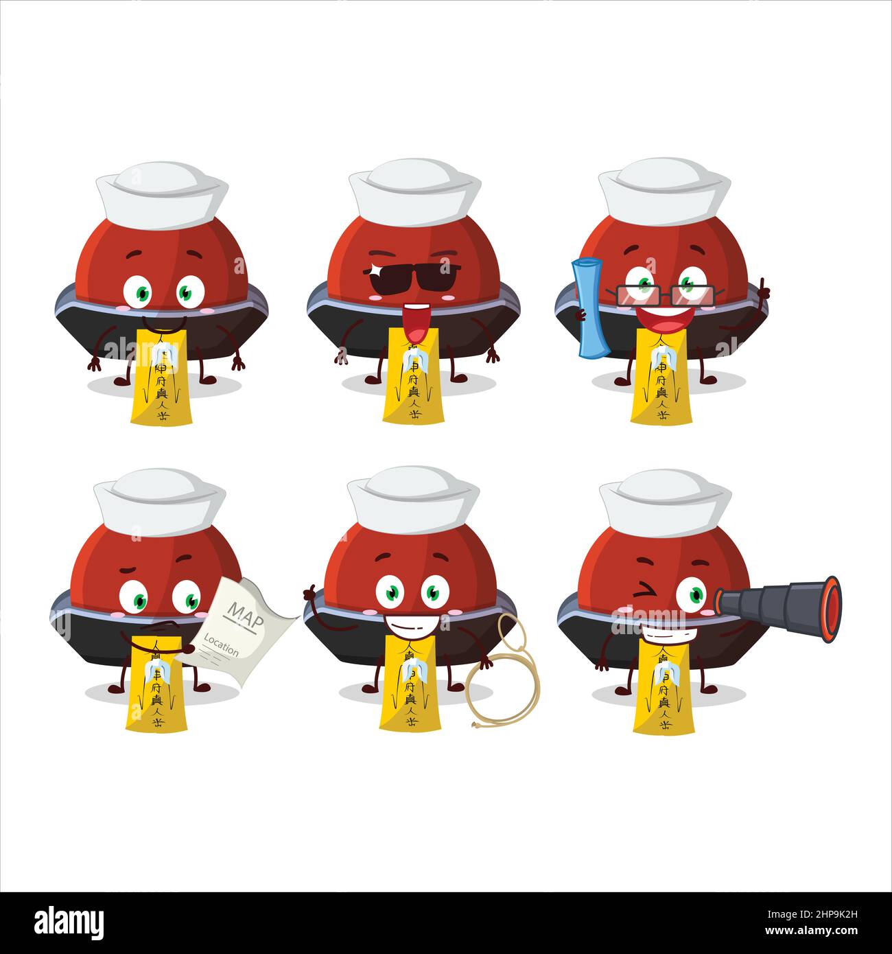 A character image design of red vampire hat as a ship captain with ...