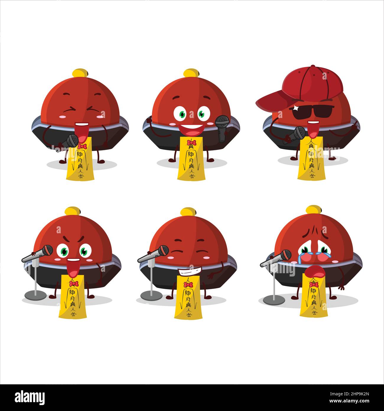 A Cute Cartoon design concept of red vampire hat singing a famous song ...