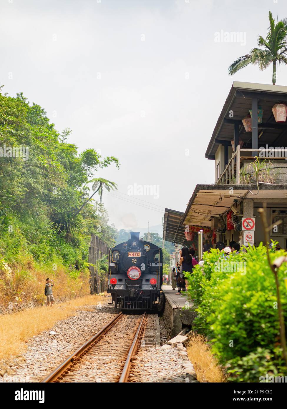 New Taipei City, SEP 4 2011 - Sunny view of a Steam Train CK124 stopped ...