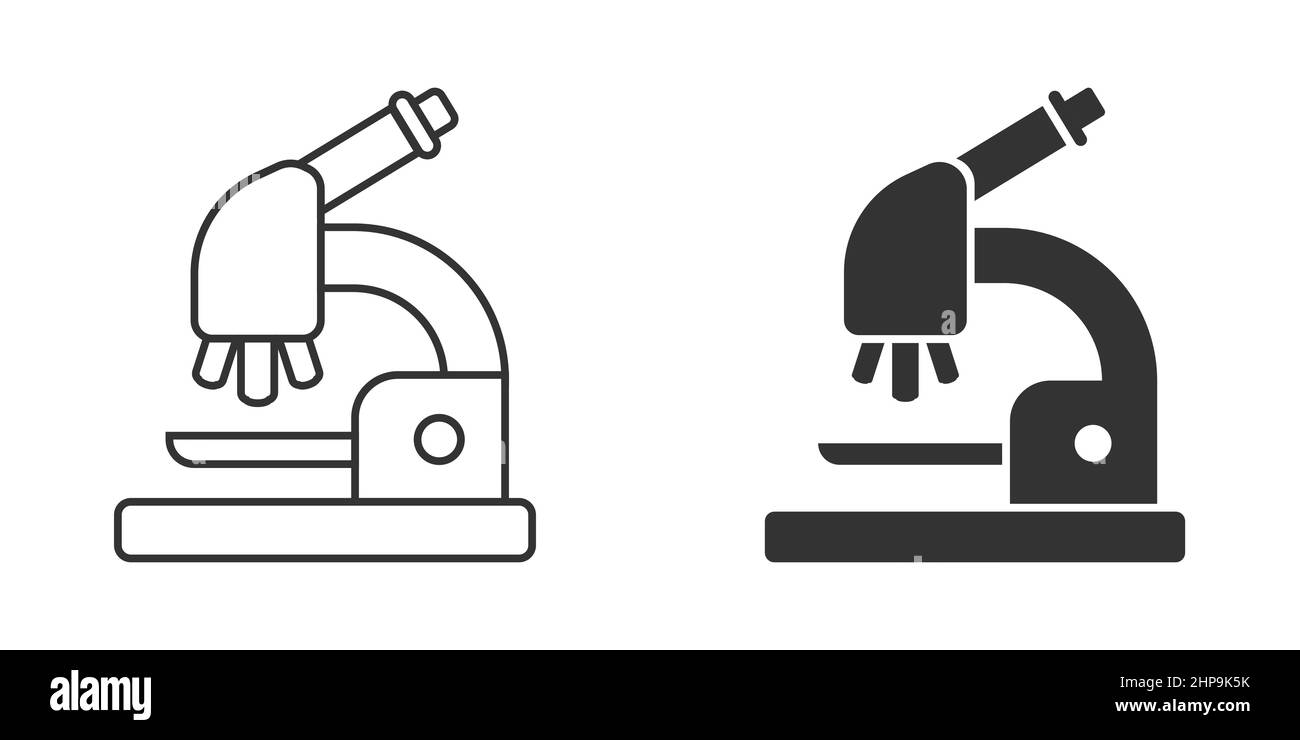 Microscope icon in flat style. Laboratory magnifier vector illustration ...