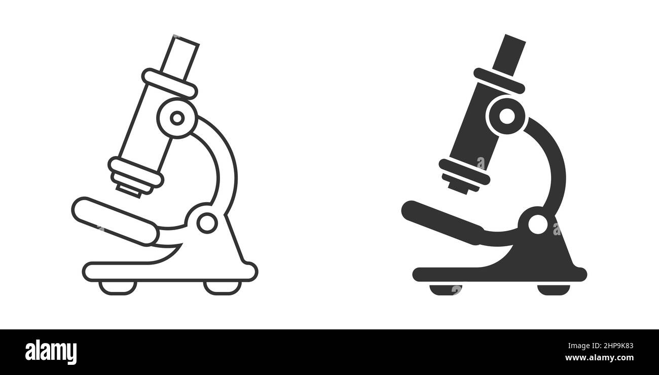 Microscope icon in flat style. Laboratory magnifier vector illustration ...