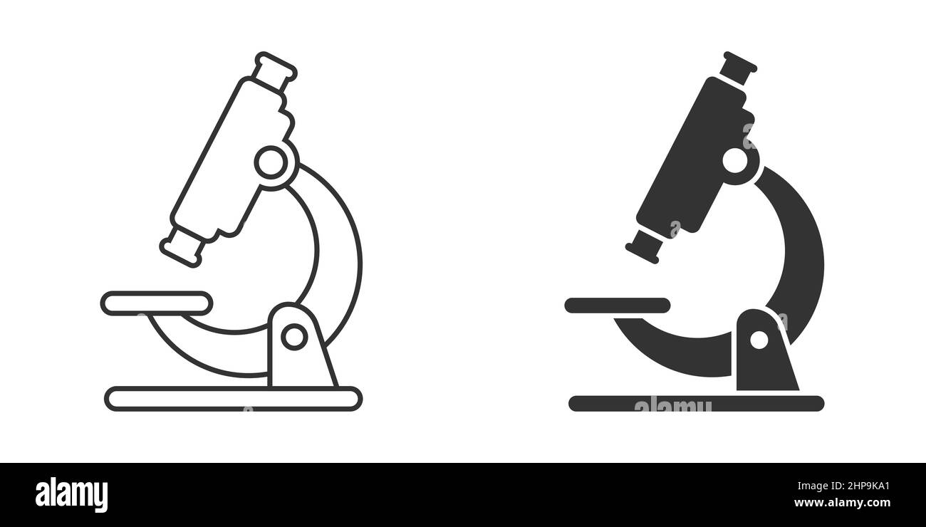 Microscope icon in flat style. Laboratory magnifier vector illustration ...