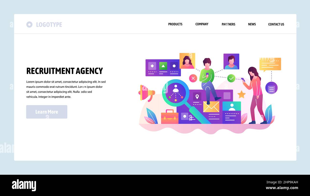 Vector web site design template. Human resources and job recruitment ...