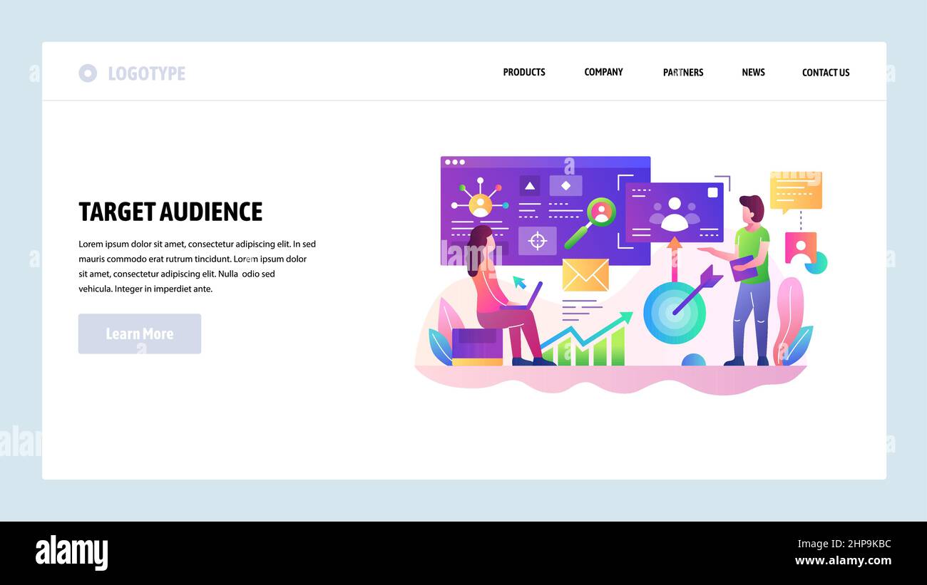 Vector web site design template. Target customer audience and marketing ...