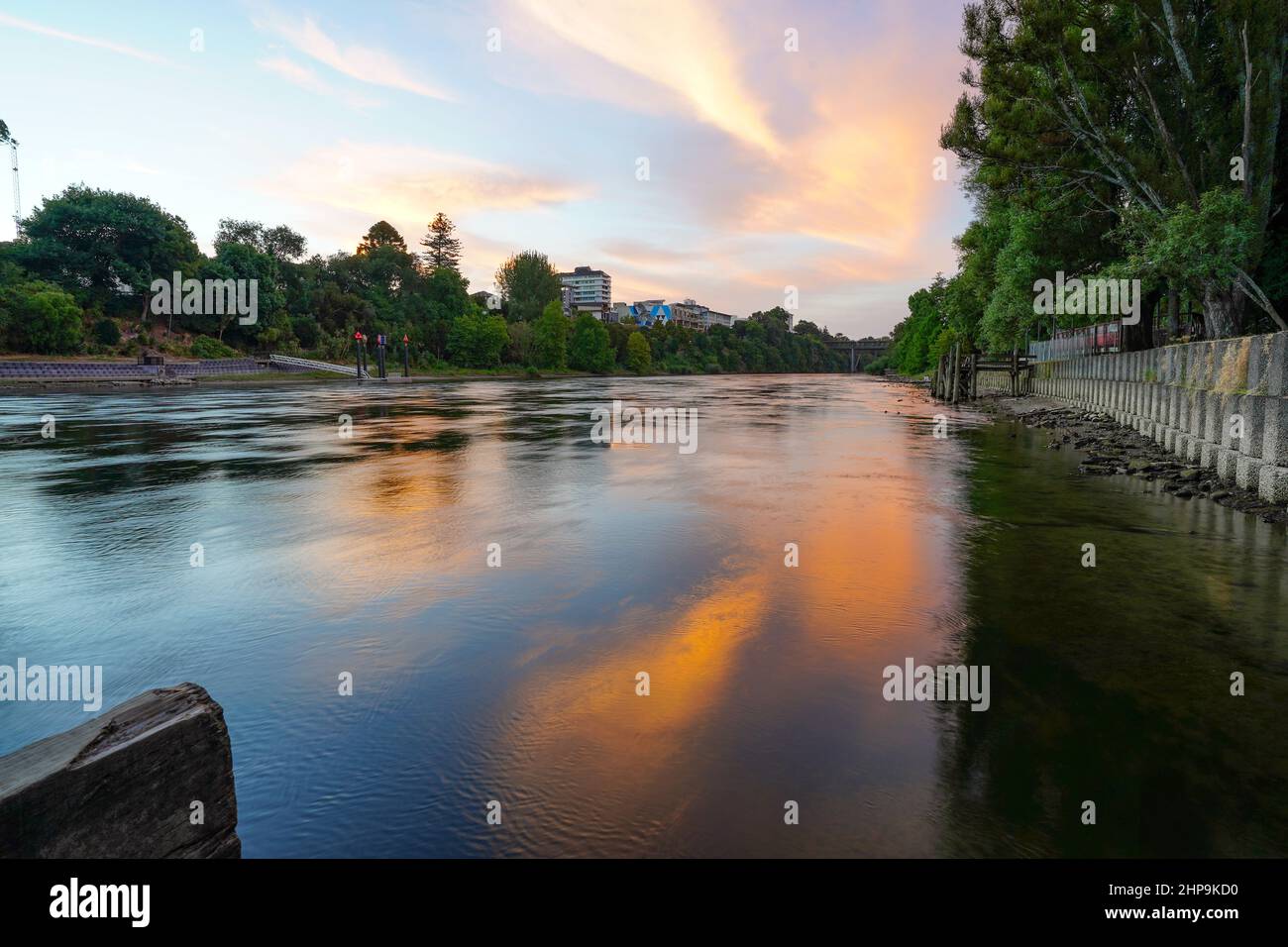 Sunset from Parana Park in Hamilton East, overlooking the Waikato River ...