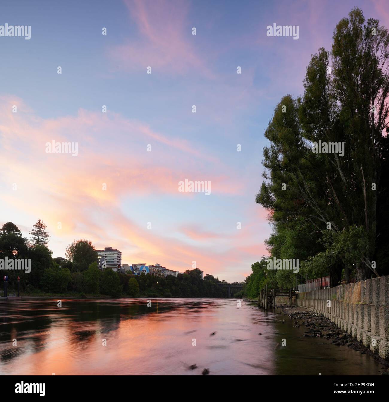 Sunset from Parana Park in Hamilton East, overlooking the Waikato River ...