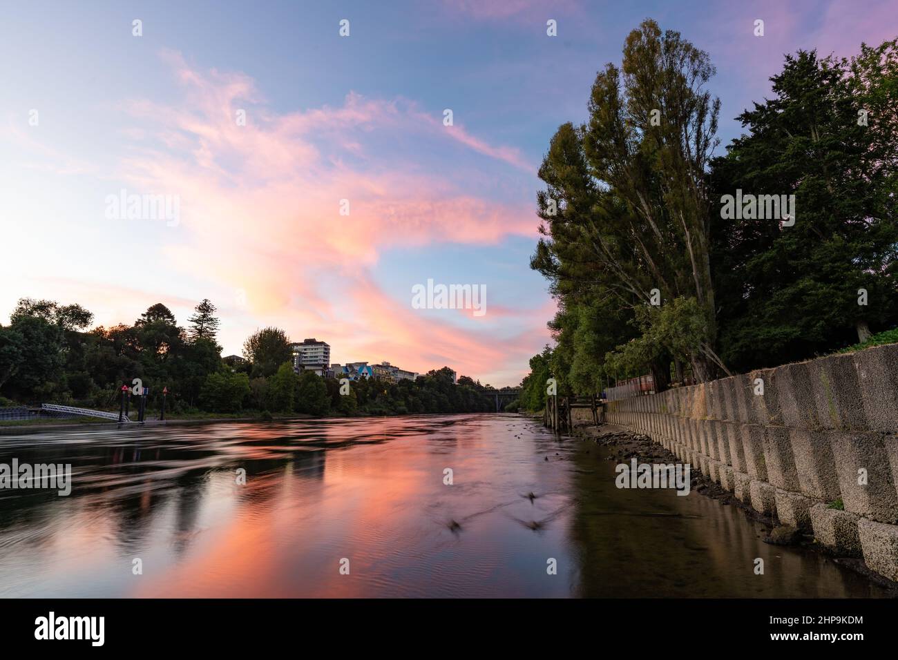 Sunset from Parana Park in Hamilton East, overlooking the Waikato River ...