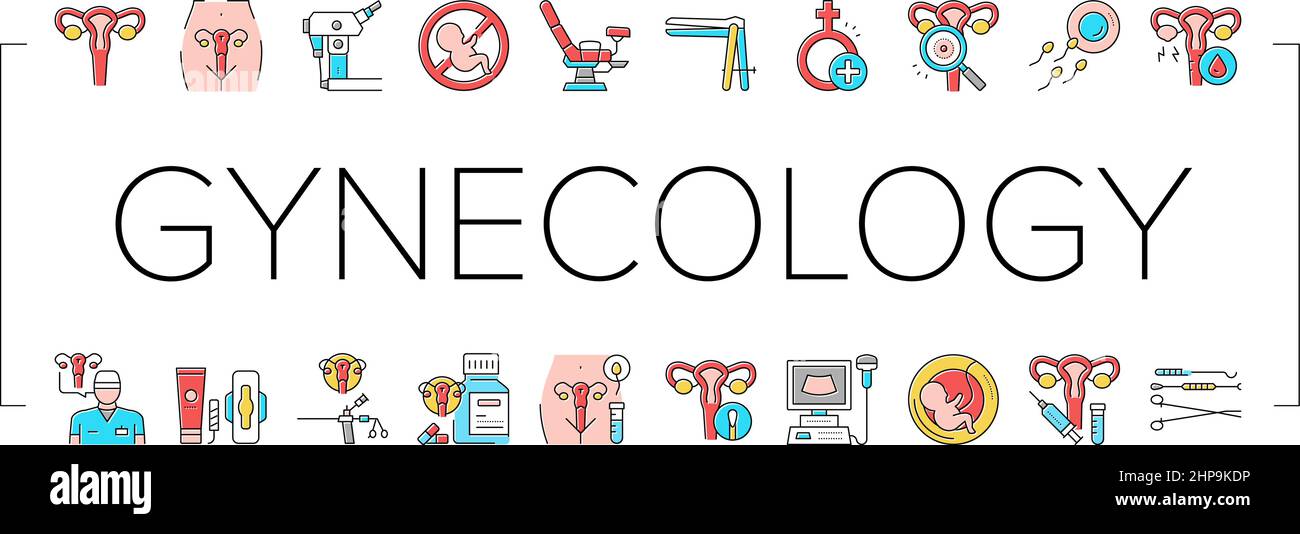 Gynecology Treatment Collection Icons Set Vector sign Stock Vector ...