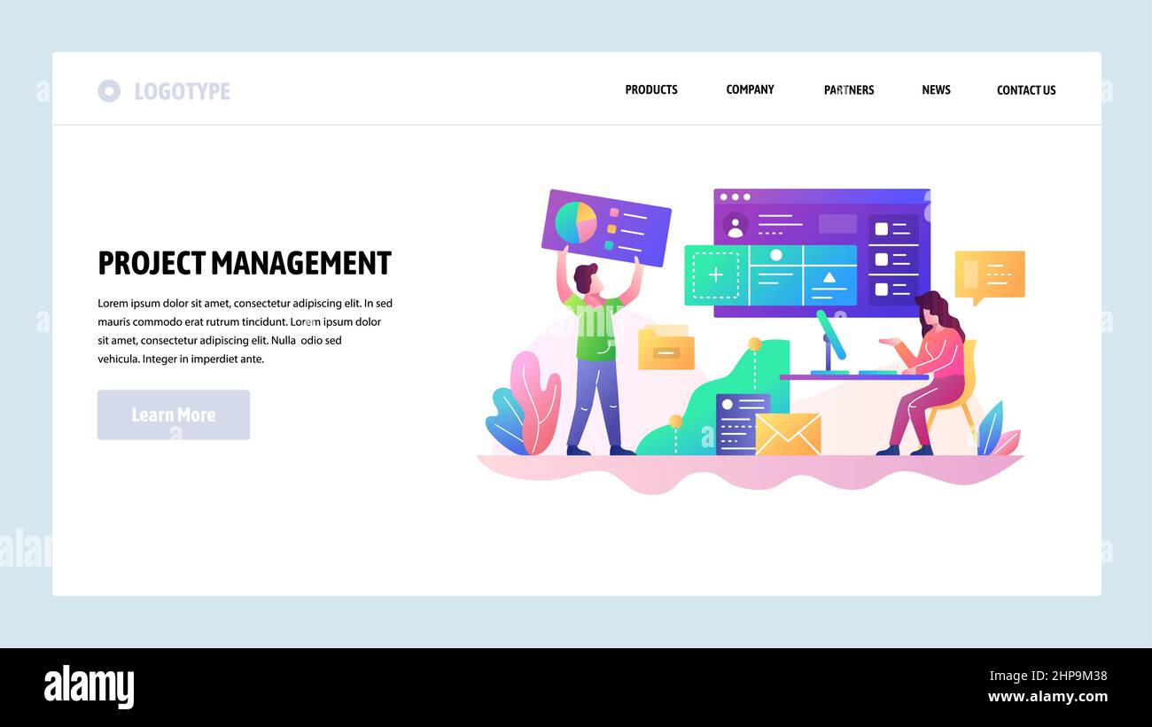 Vector web site design template. Project management and business ...