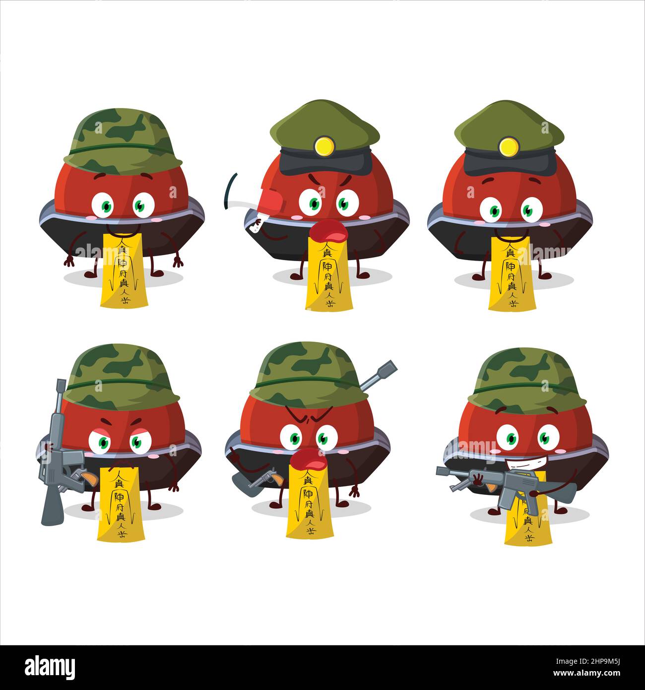 A charming soldier red vampire hat cartoon picture bring a gun machine ...