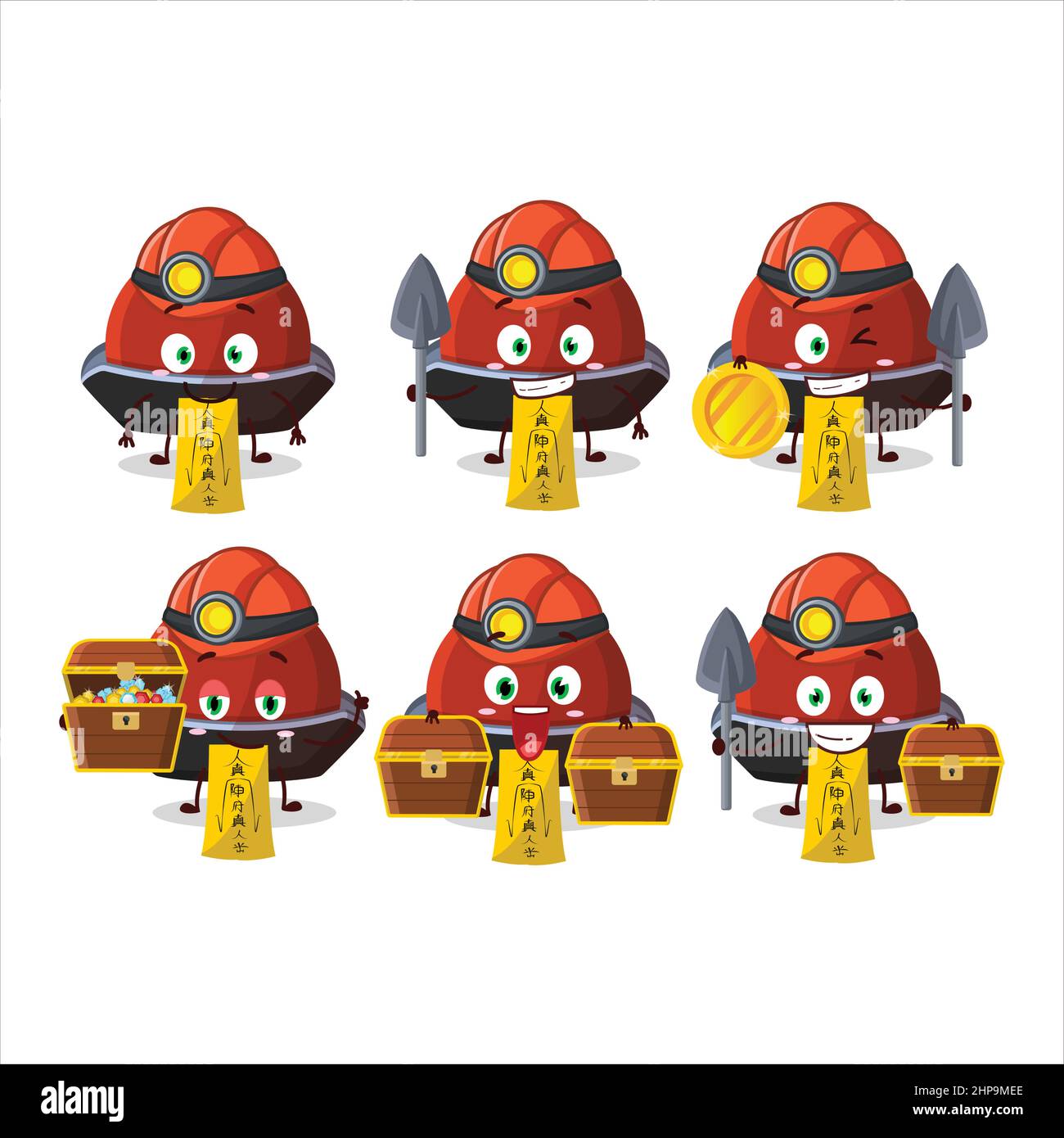 miners red vampire hat cute mascot character wearing helmet. Vector ...