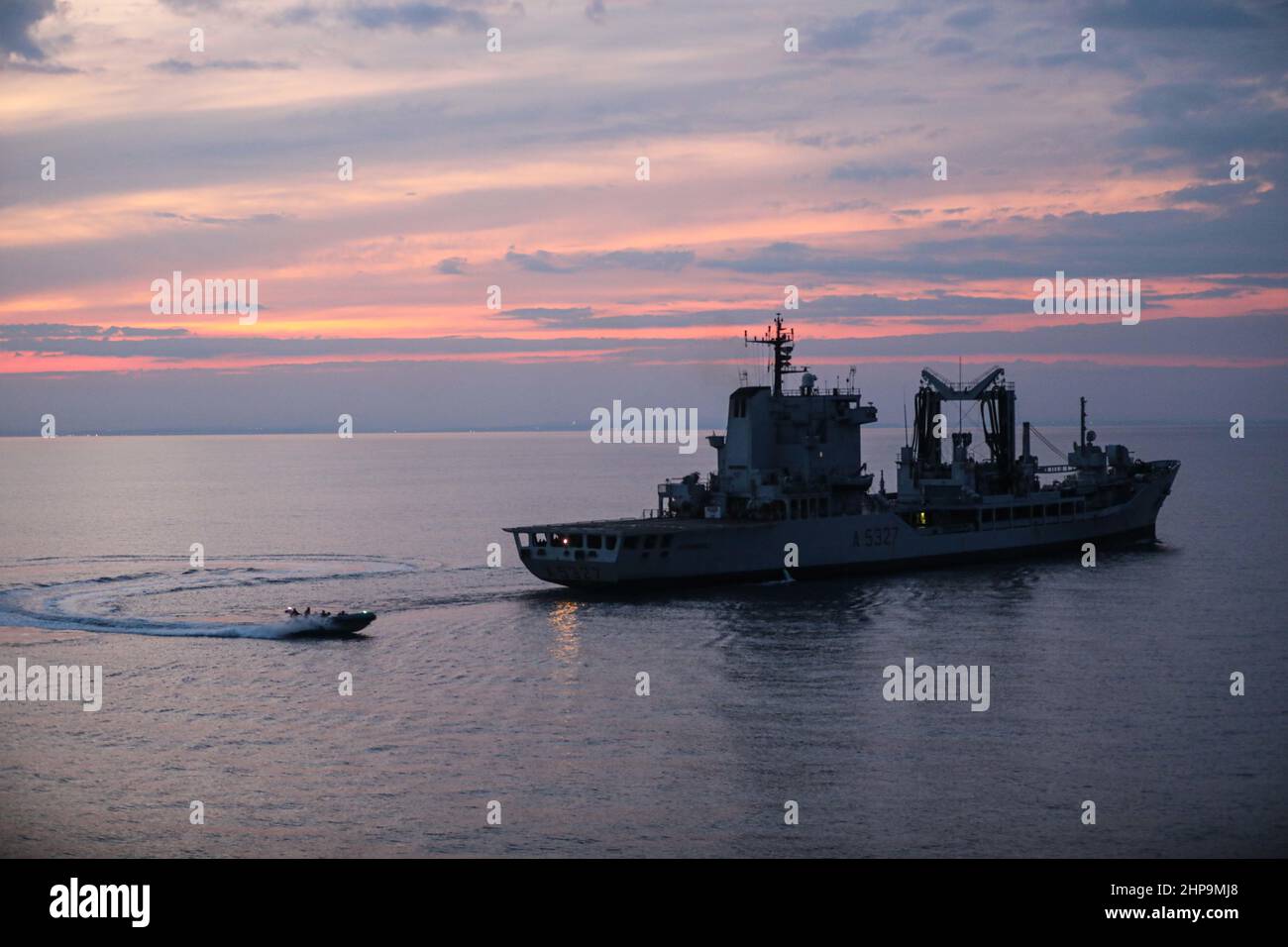 220212-N-ED646-3051 GULF OF TARANTO (Feb. 12, 2022) Sailors assigned to ...