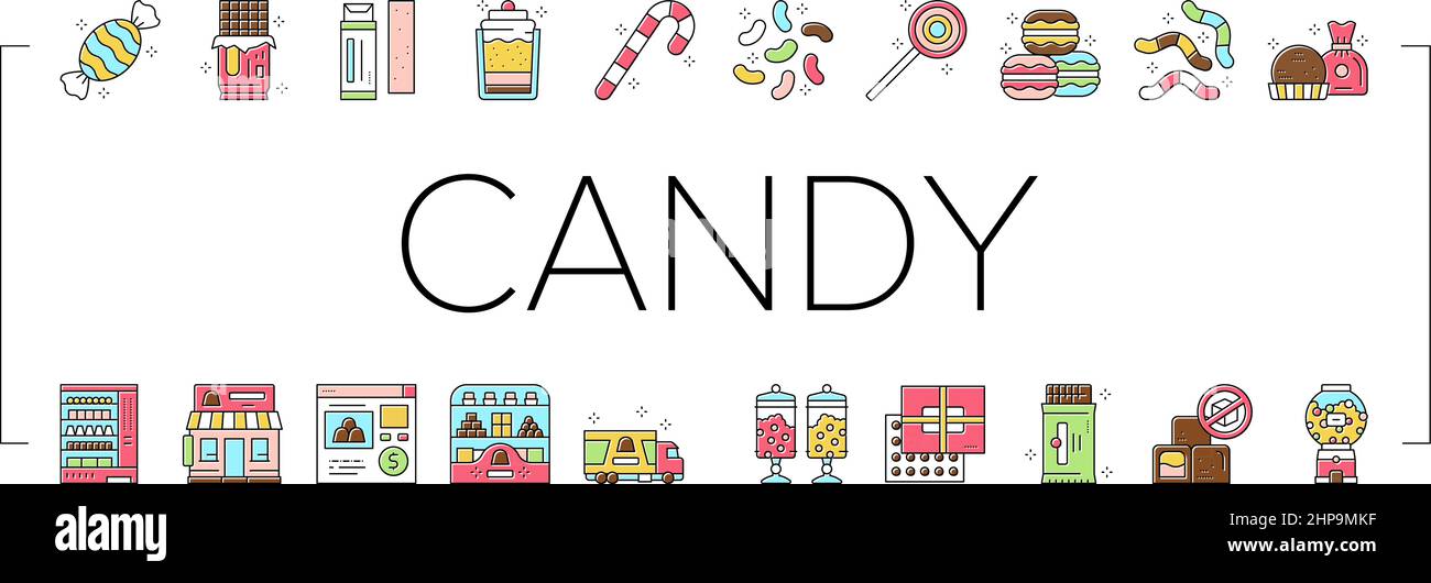 Candy Shop Product Collection Icons Set Vector Stock Vector Image & Art ...