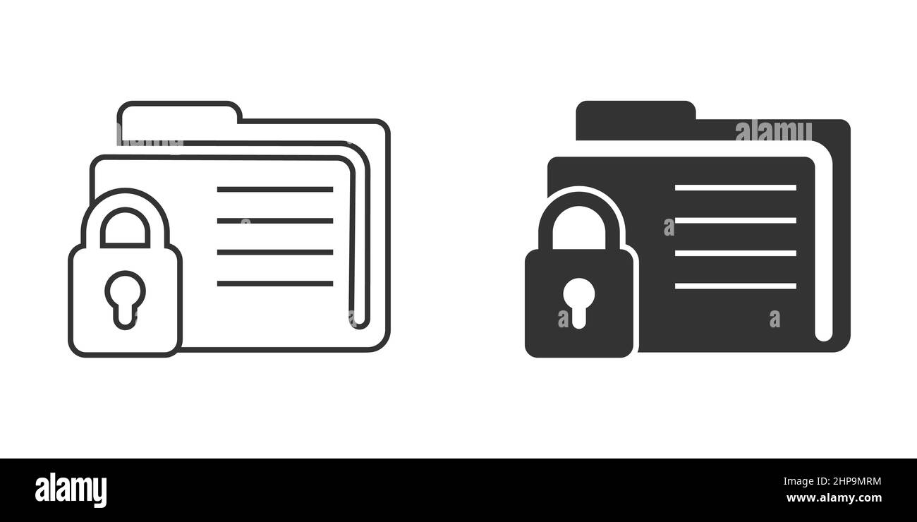 Files folder permission icon in flat style. Document access vector illustration on isolated ...