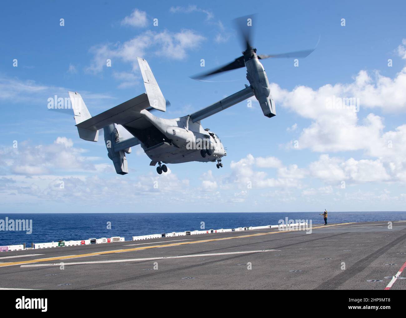 PACIFIC OCEAN (Feb. 17, 2022) An MV-22B Osprey attached to Marine ...