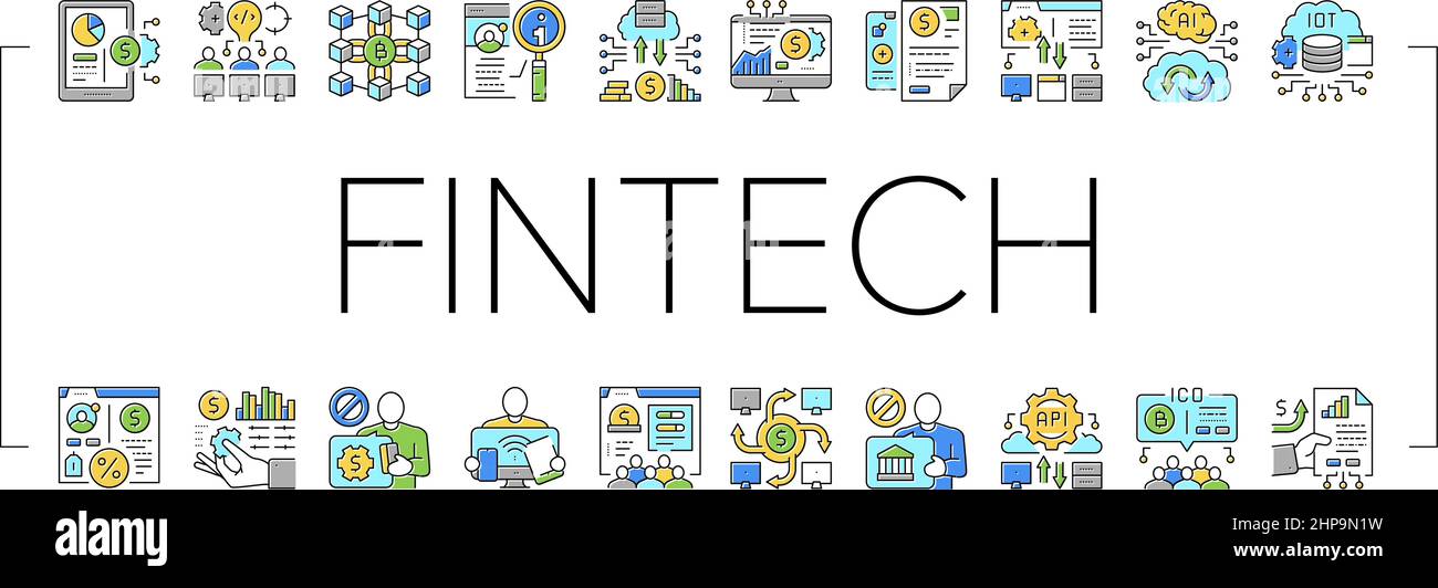 Fintech Financial Technology Icons Set Vector Stock Vector Image & Art ...