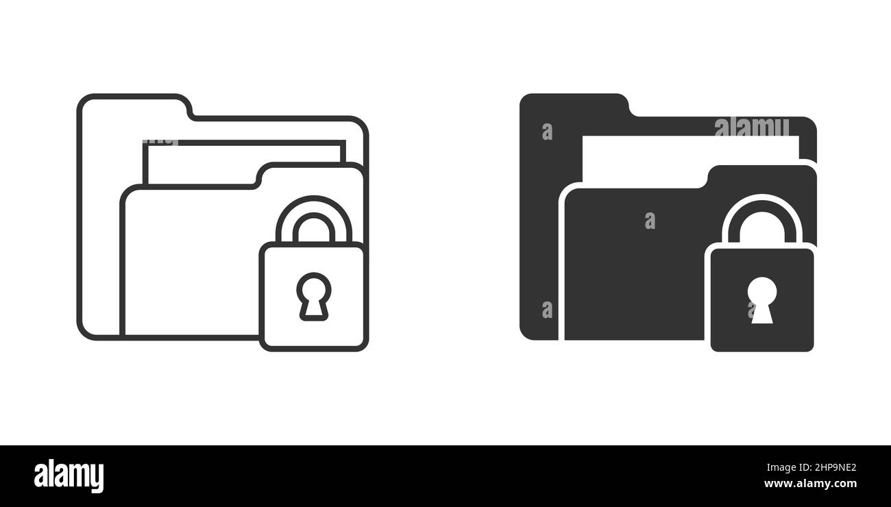 Files folder permission icon in flat style. Document access vector illustration on isolated ...