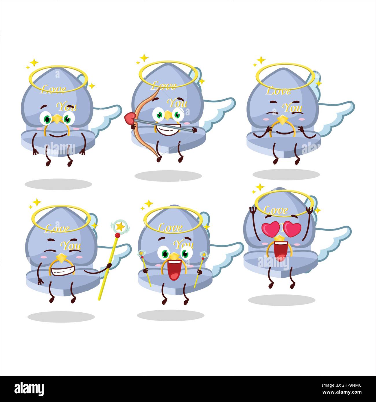 Blue Love Ring Box Cartoon Designs As A Cute Angel Character Vector