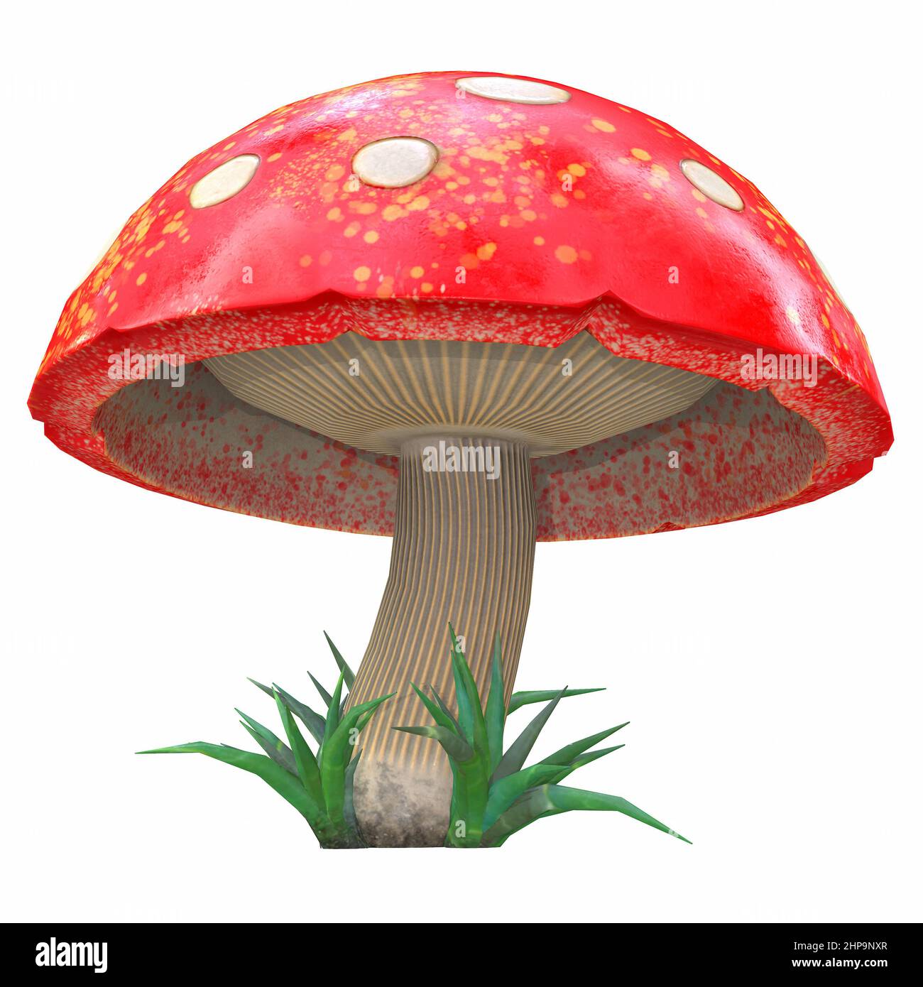 cartoon mushroom red white amanita. 3d illustration Stock Photo - Alamy