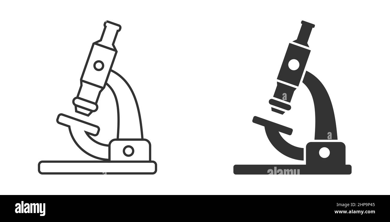 Microscope icon in flat style. Laboratory magnifier vector illustration ...