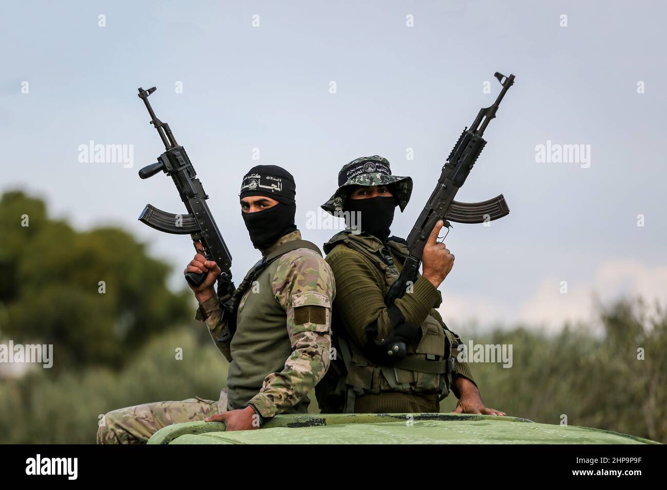 Gaza, Palestine. 19th Feb, 2022. Armed soldiers of the Mujahideen ...