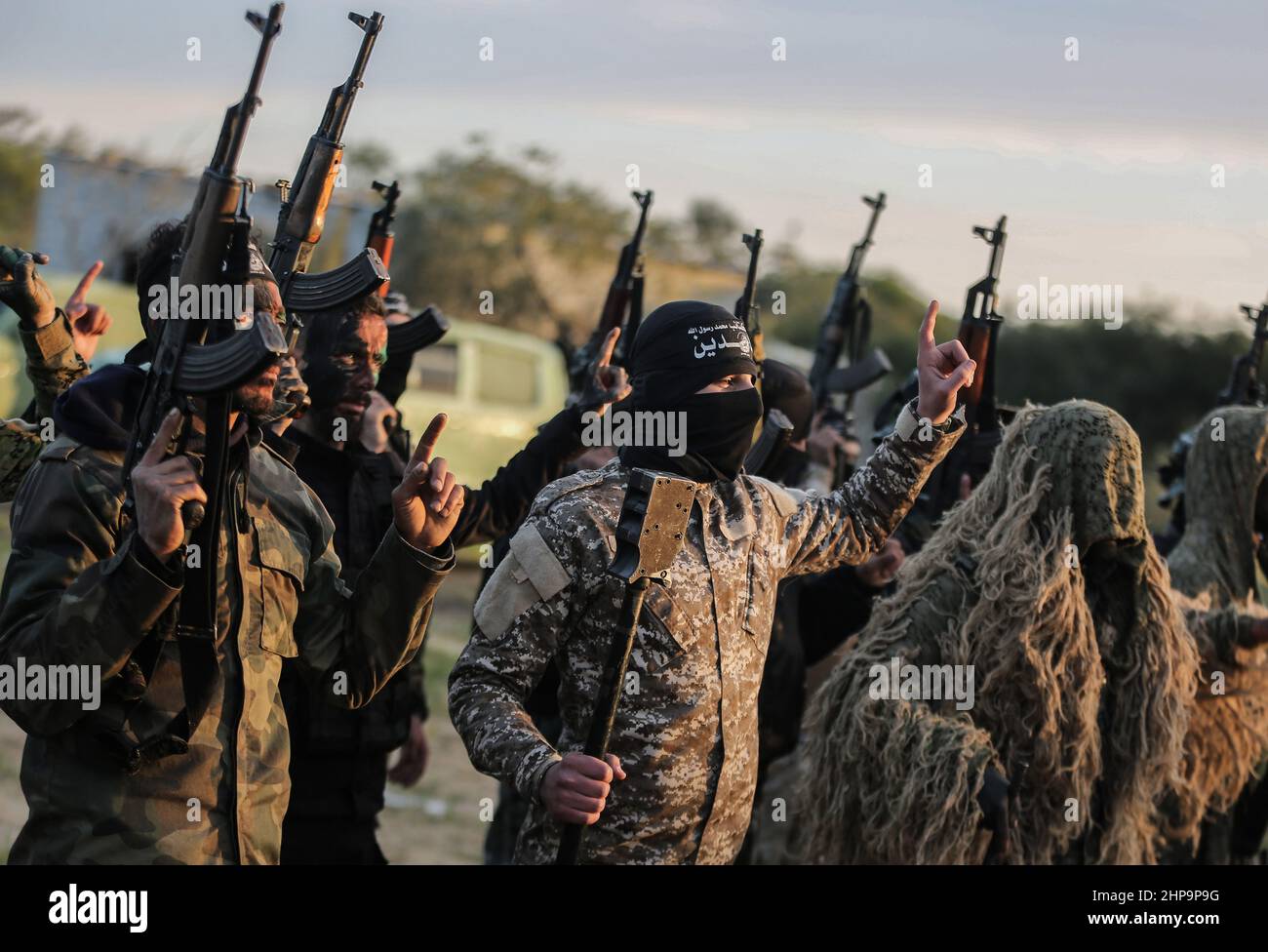 Armed soldiers of the Mujahideen Brigades seen on a parade during the ...