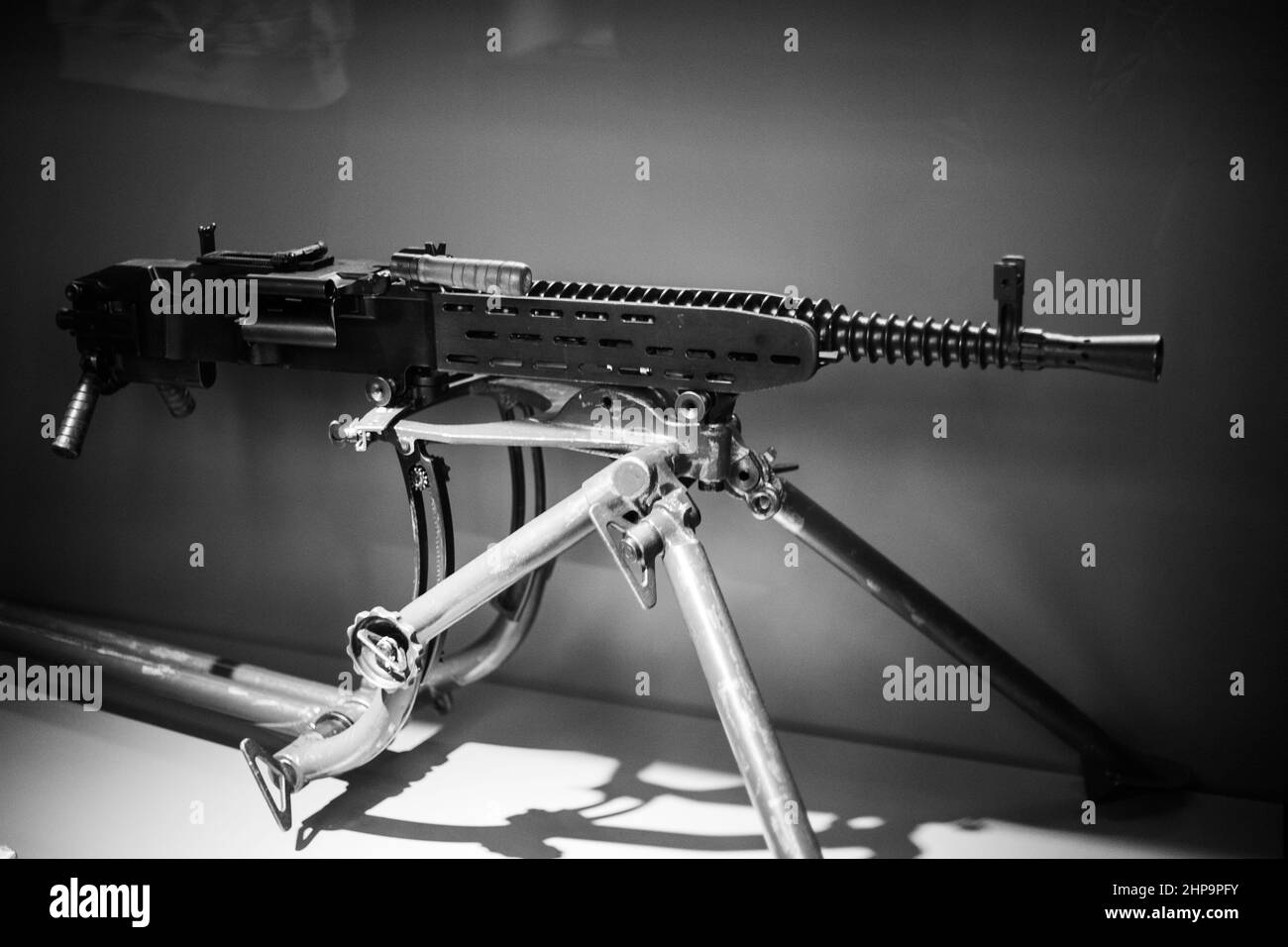 Machine gun Maxim in black and white colors indoor Stock Photo - Alamy