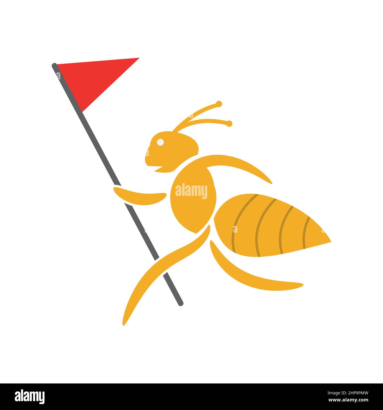 Ant carrying flag. Flat design. Vector Illustration on white background ...