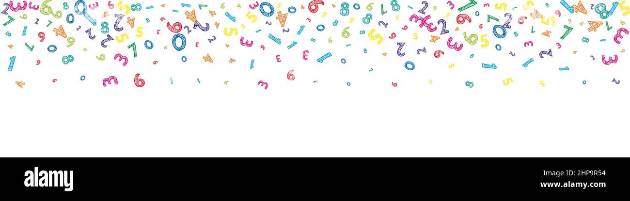 Falling colorful messy numbers. Math study concept with flying digits ...