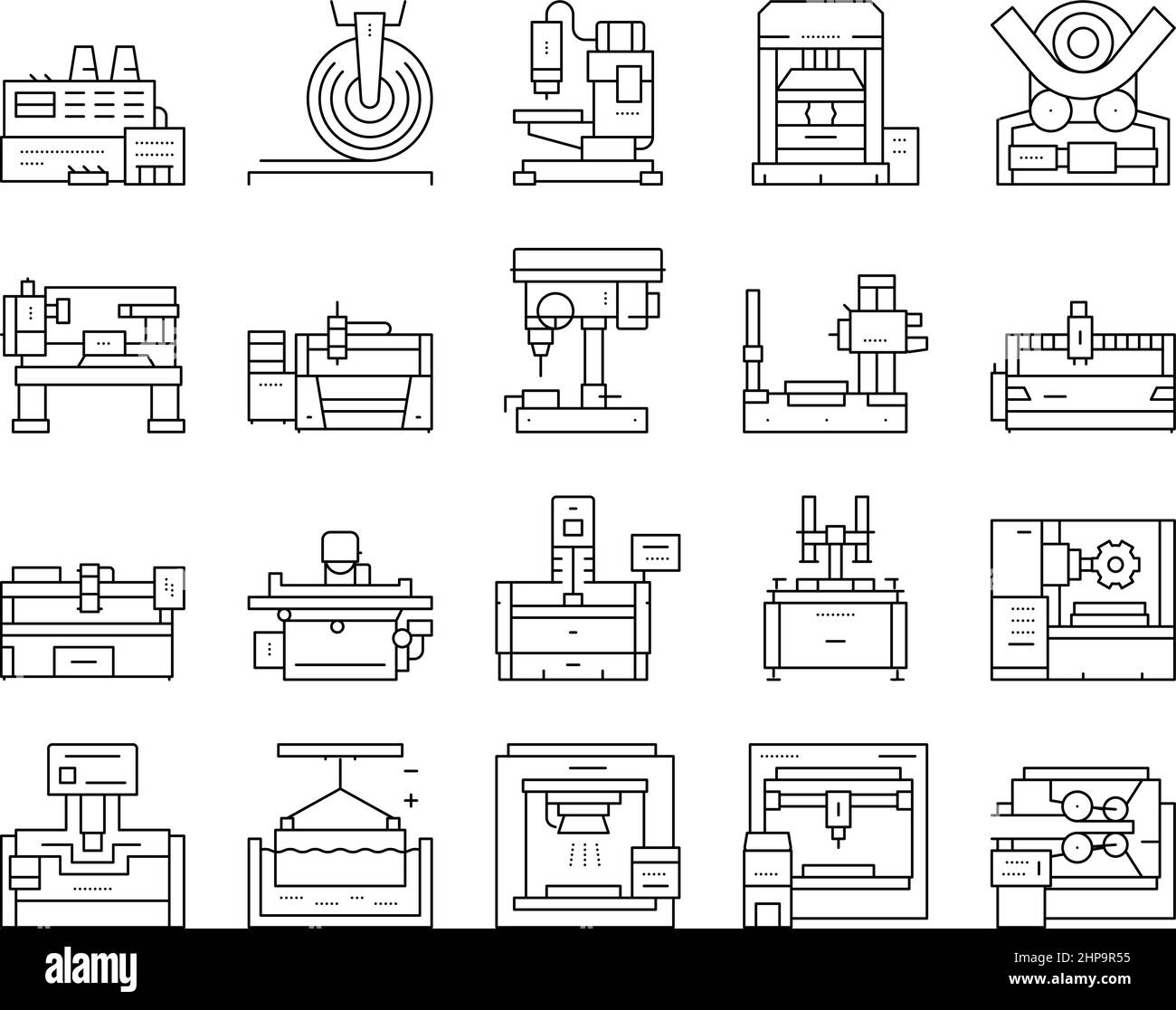Metal Working Machine Collection Icons Set Vector Stock Vector Image ...