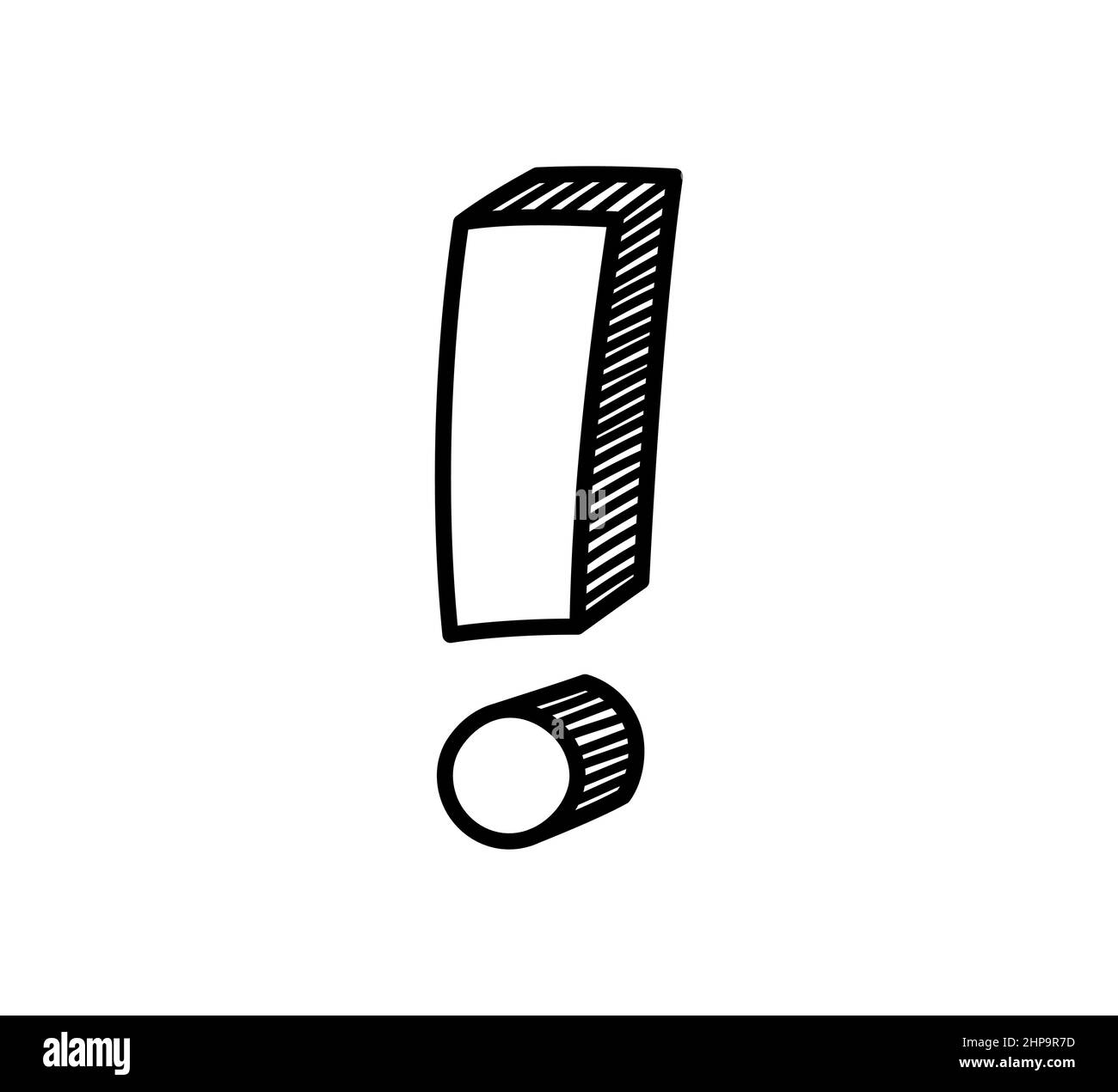 Hand drawn exclamation mark. Hazard warning hand draw symbol. Attention ...