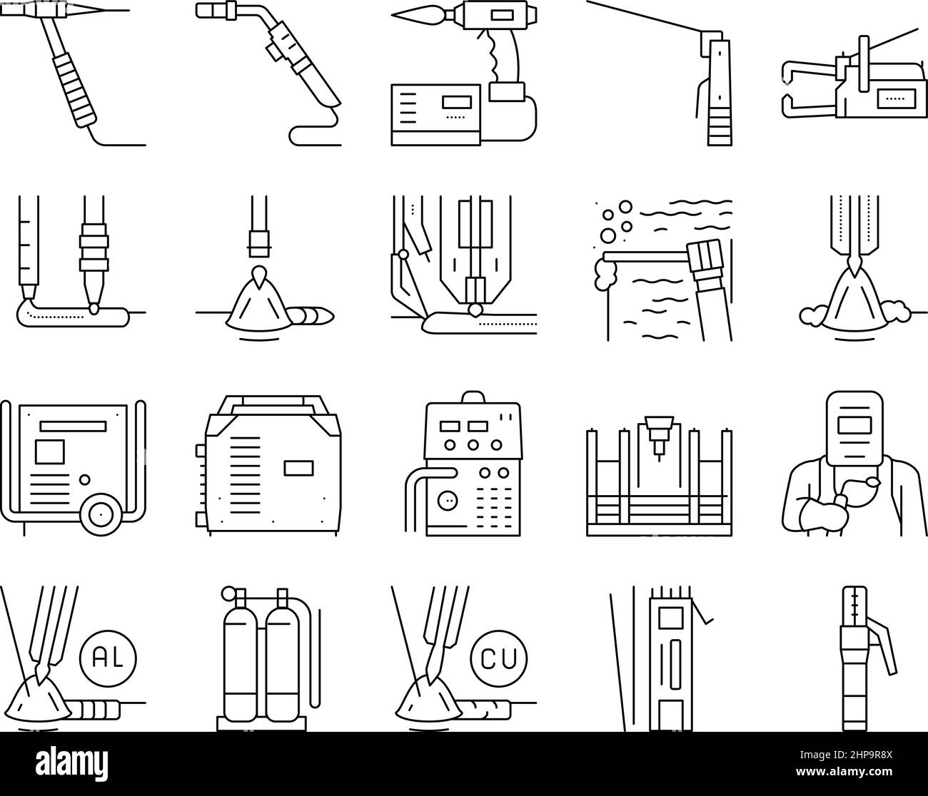 Welding Machine Tool Collection Icons Set Vector Stock Vector Image ...