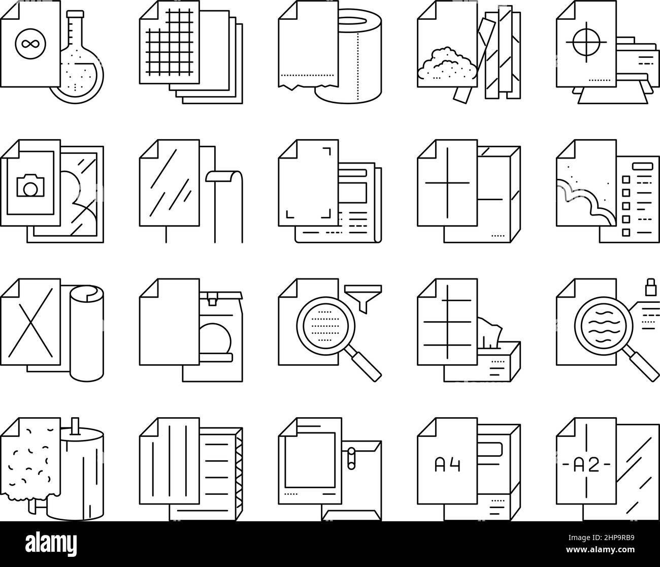 Paper List For Printing Poster Icons Set Vector Stock Vector Image ...