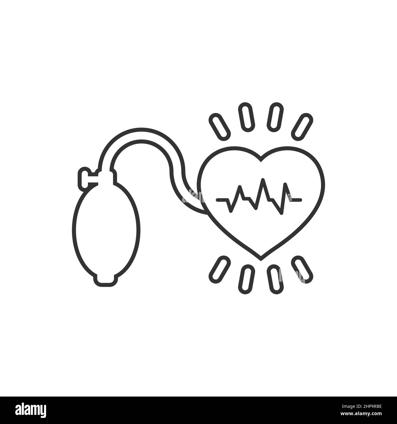 Arterial blood pressure icon in flat style. Heartbeat monitor vector ...