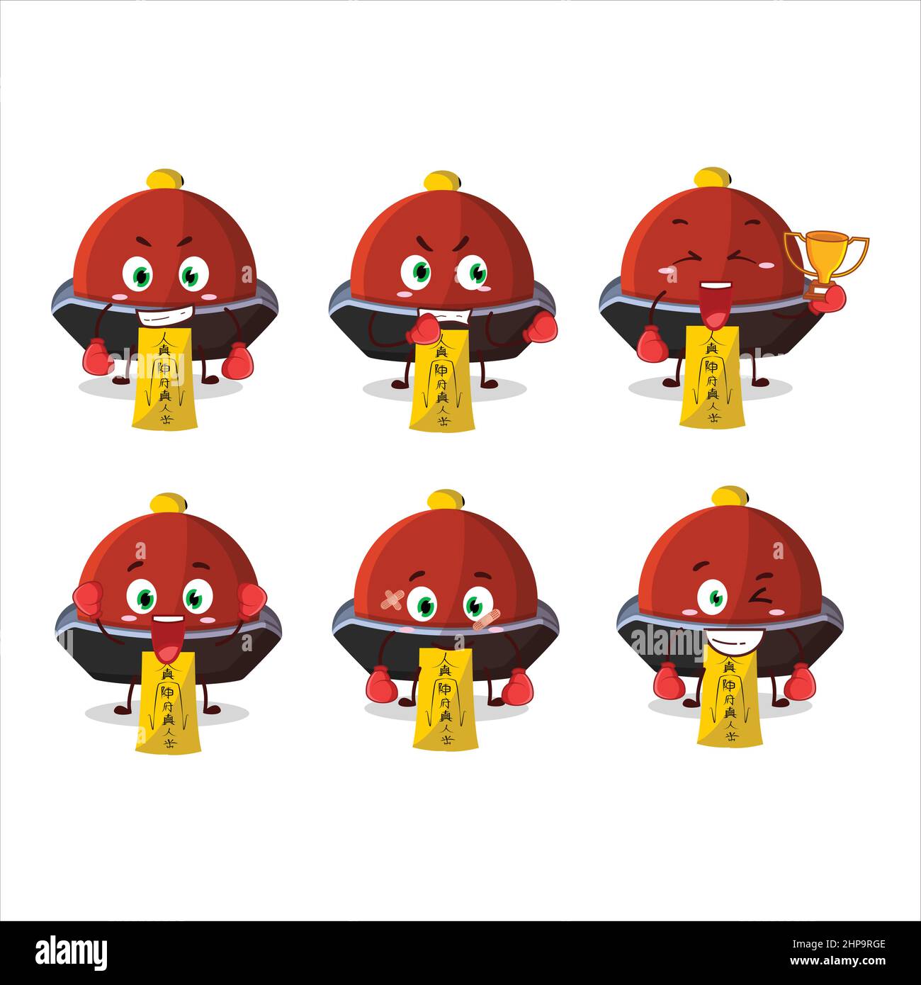 A sporty red vampire hat boxing athlete cartoon mascot design. Vector ...