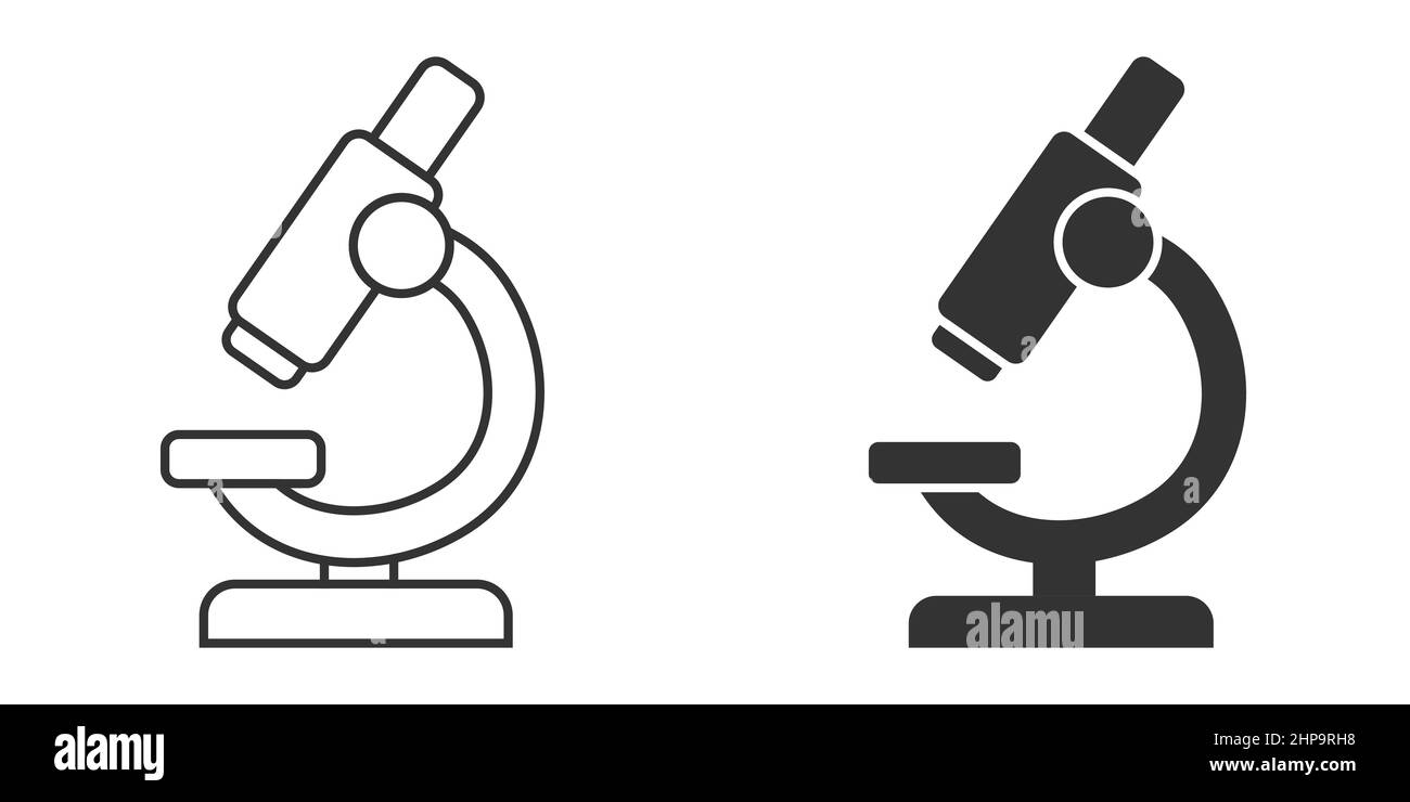 Microscope icon in flat style. Laboratory magnifier vector illustration ...
