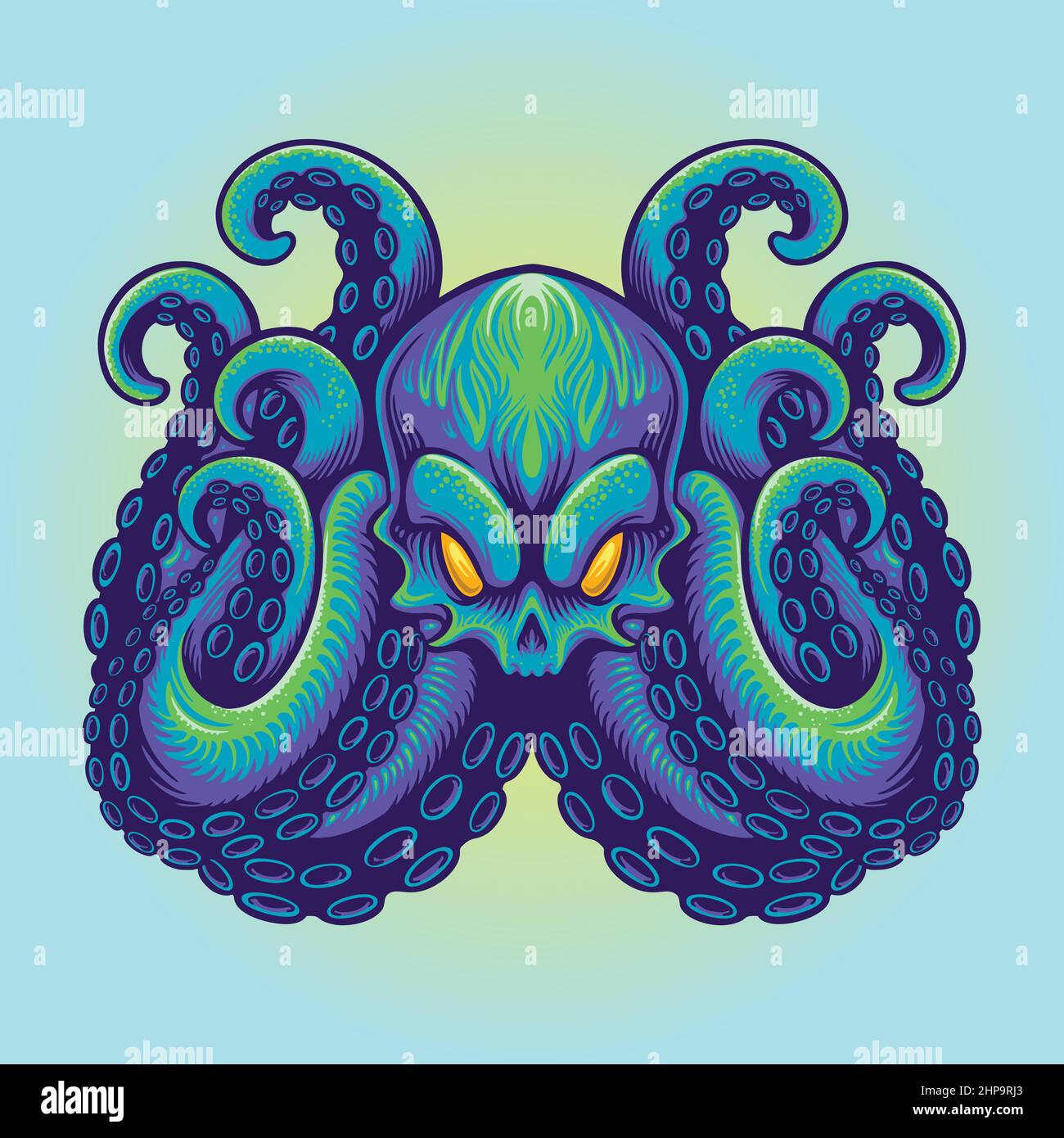 Angry Kraken mascot blue octopus Logo Mascot Illustrations Stock Vector ...