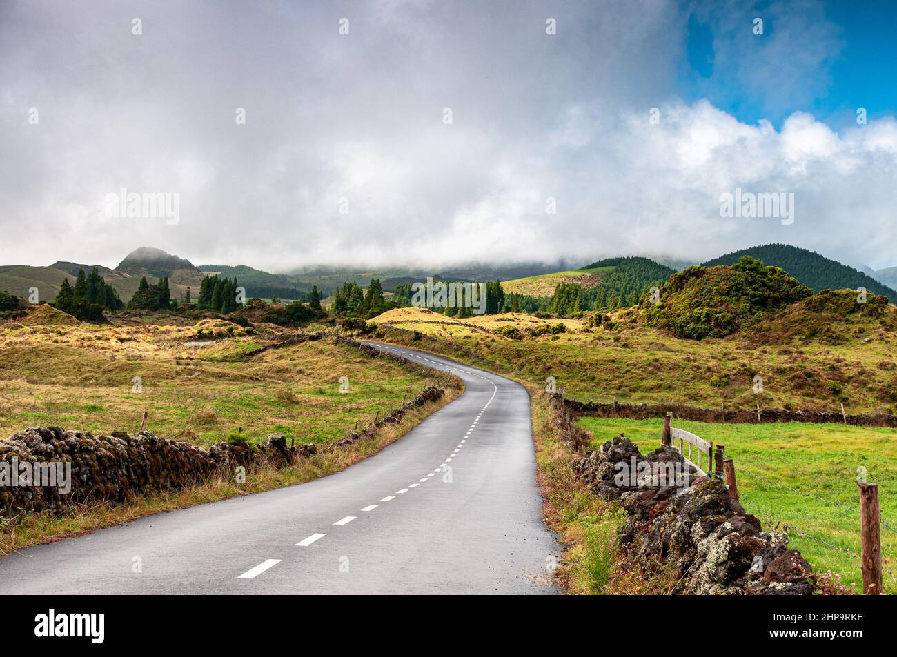 Road crossing a landscape of Terceira island, Azores Stock Photo - Alamy