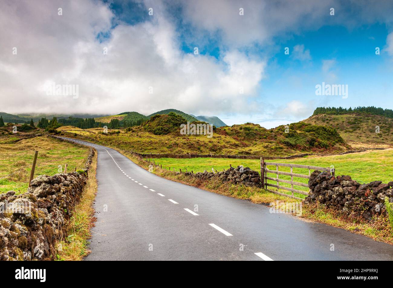 Road crossing a landscape of Terceira island, Azores Stock Photo - Alamy
