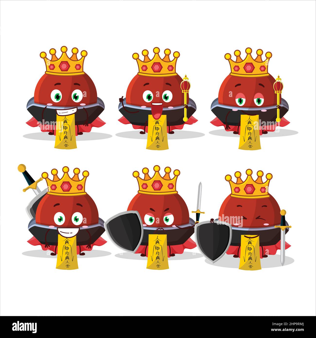 A Charismatic King red vampire hat cartoon character wearing a gold ...