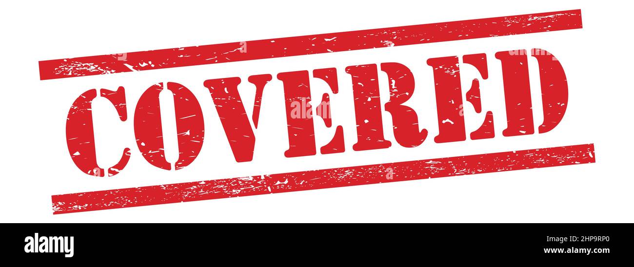 COVERED text on red grungy vintage rubber stamp Stock Photo - Alamy