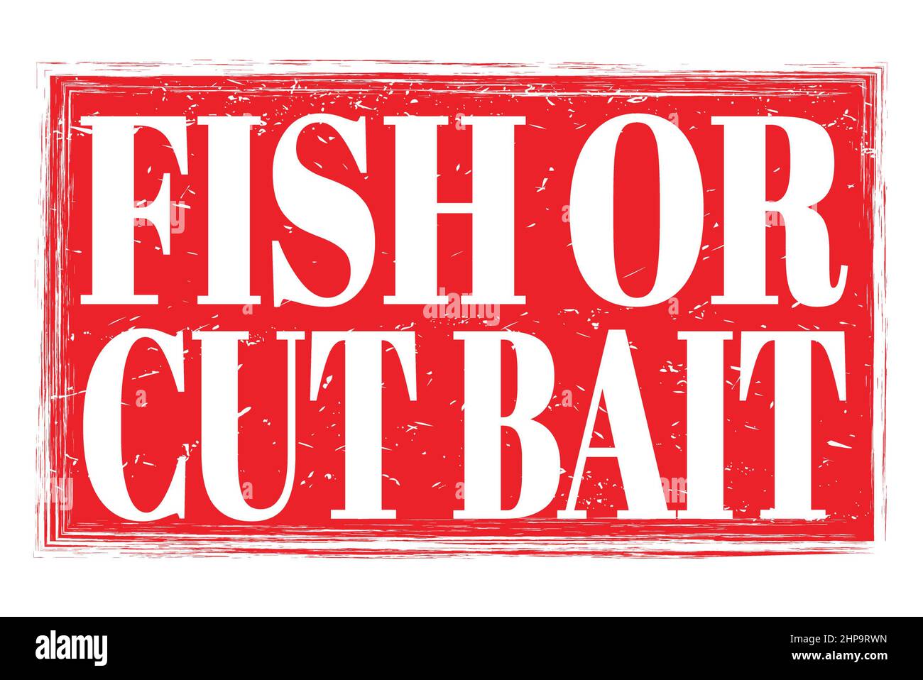 FISH OR CUT BAIT, words written on red grungy stamp sign Stock Photo ...