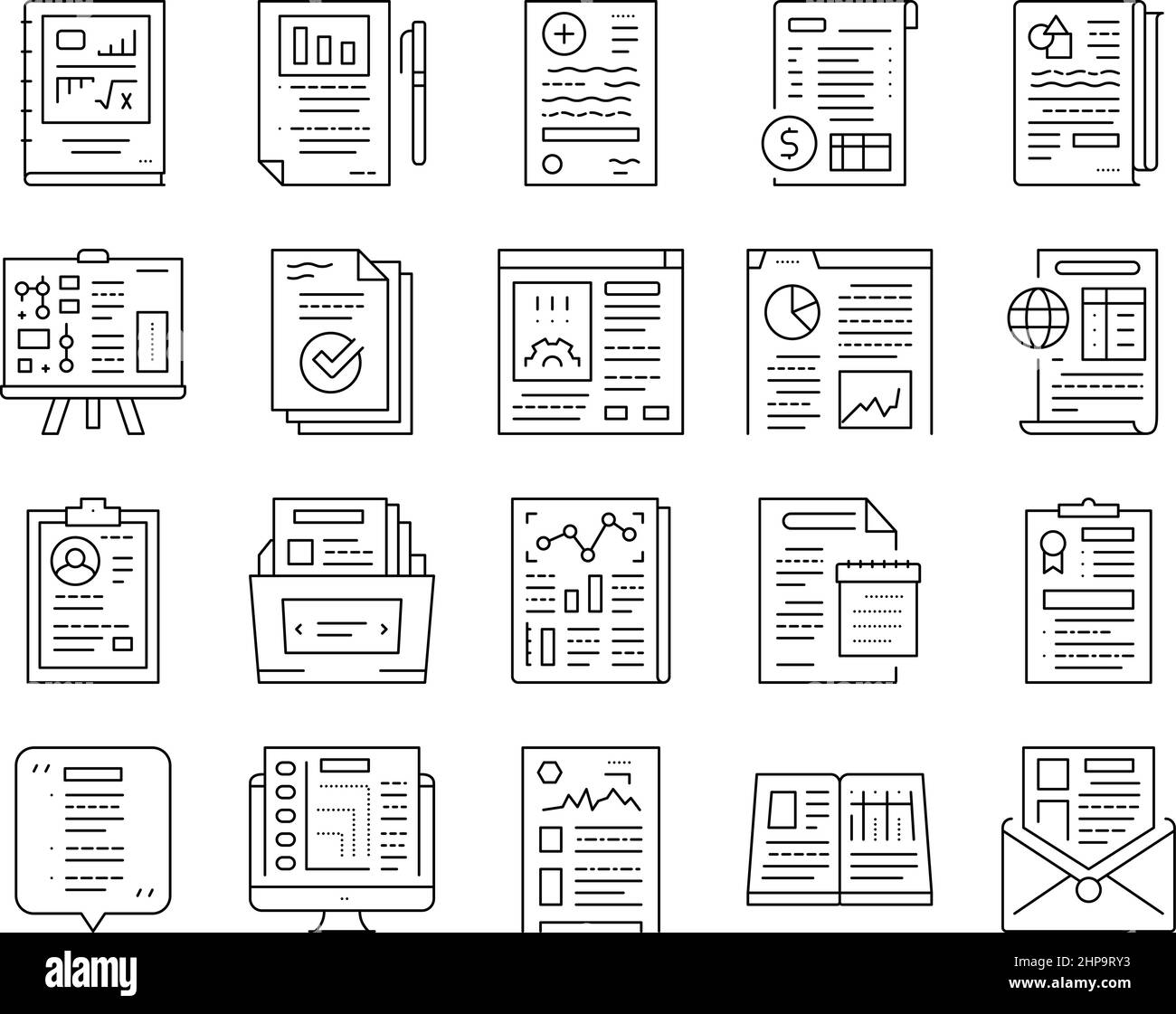 Reports Documentation Collection Icons Set Vector Stock Vector Image And Art Alamy