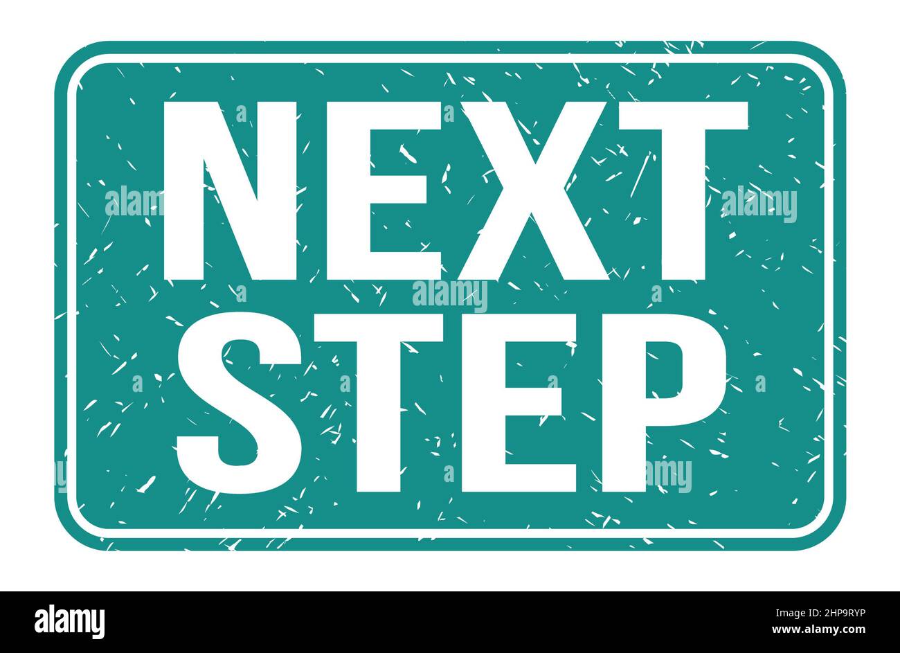 NEXT STEP, words written on blue rectangle stamp sign Stock Photo - Alamy