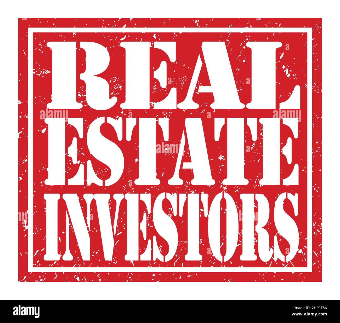 REAL ESTATE INVESTORS, words written on red stamp sign Stock Photo - Alamy