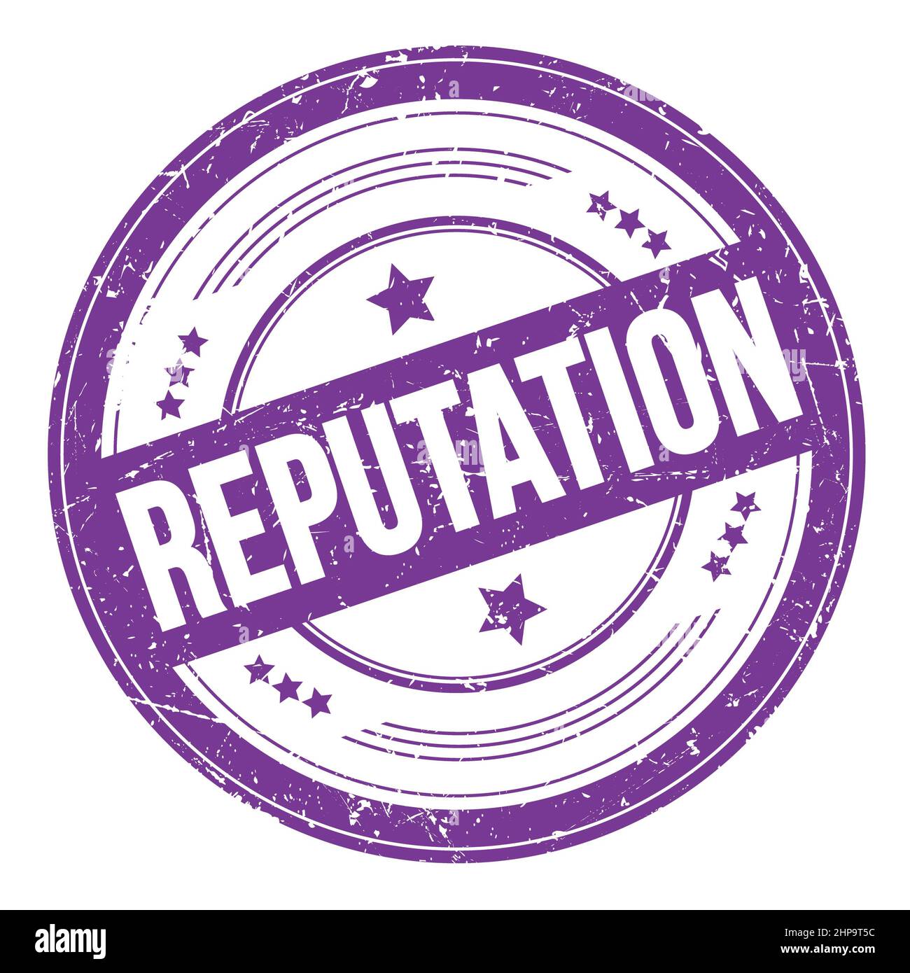 REPUTATION text on violet indigo round grungy texture stamp Stock Photo ...