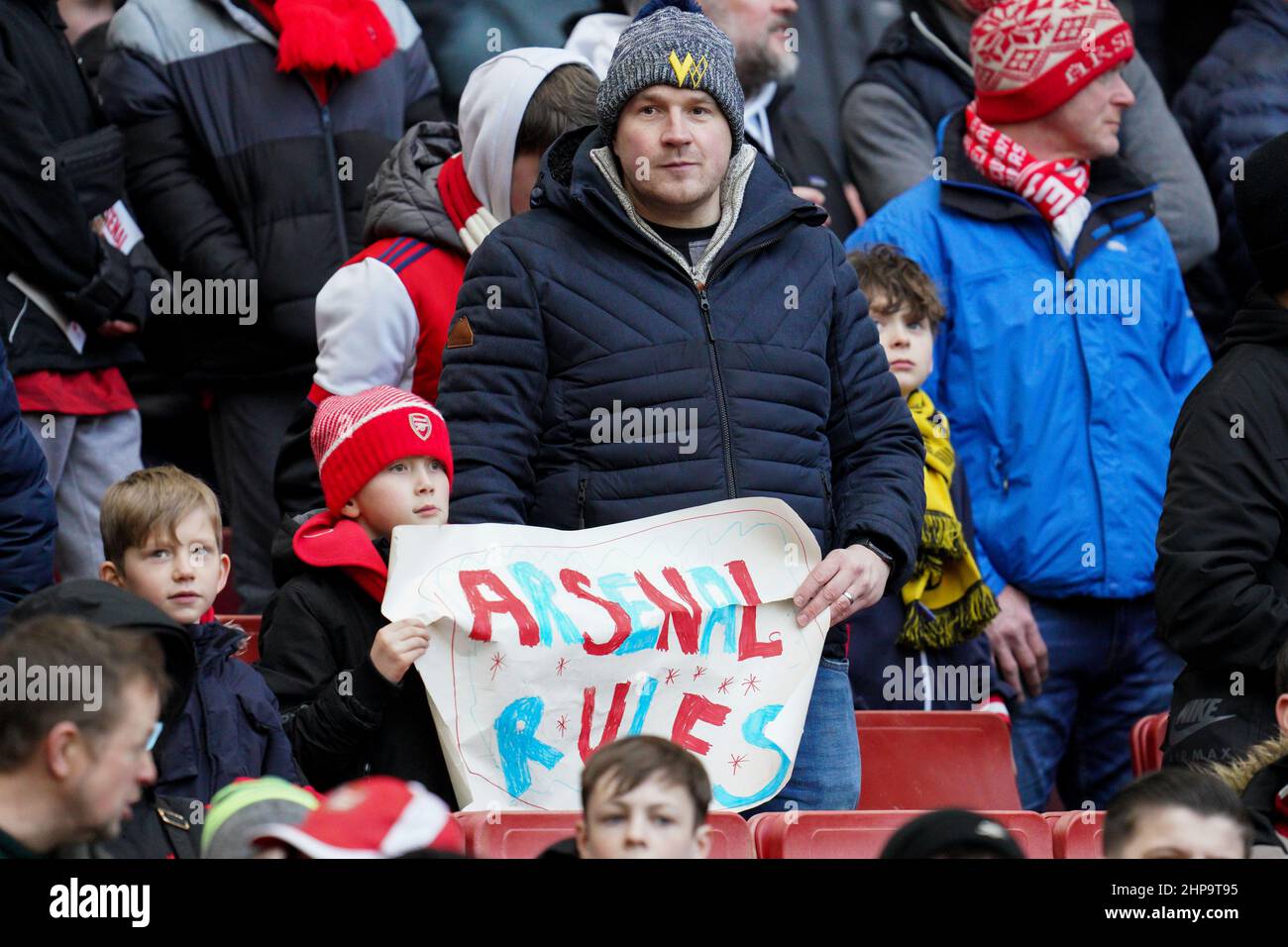 Young Arsenal fans show their support Stock Photo - Alamy