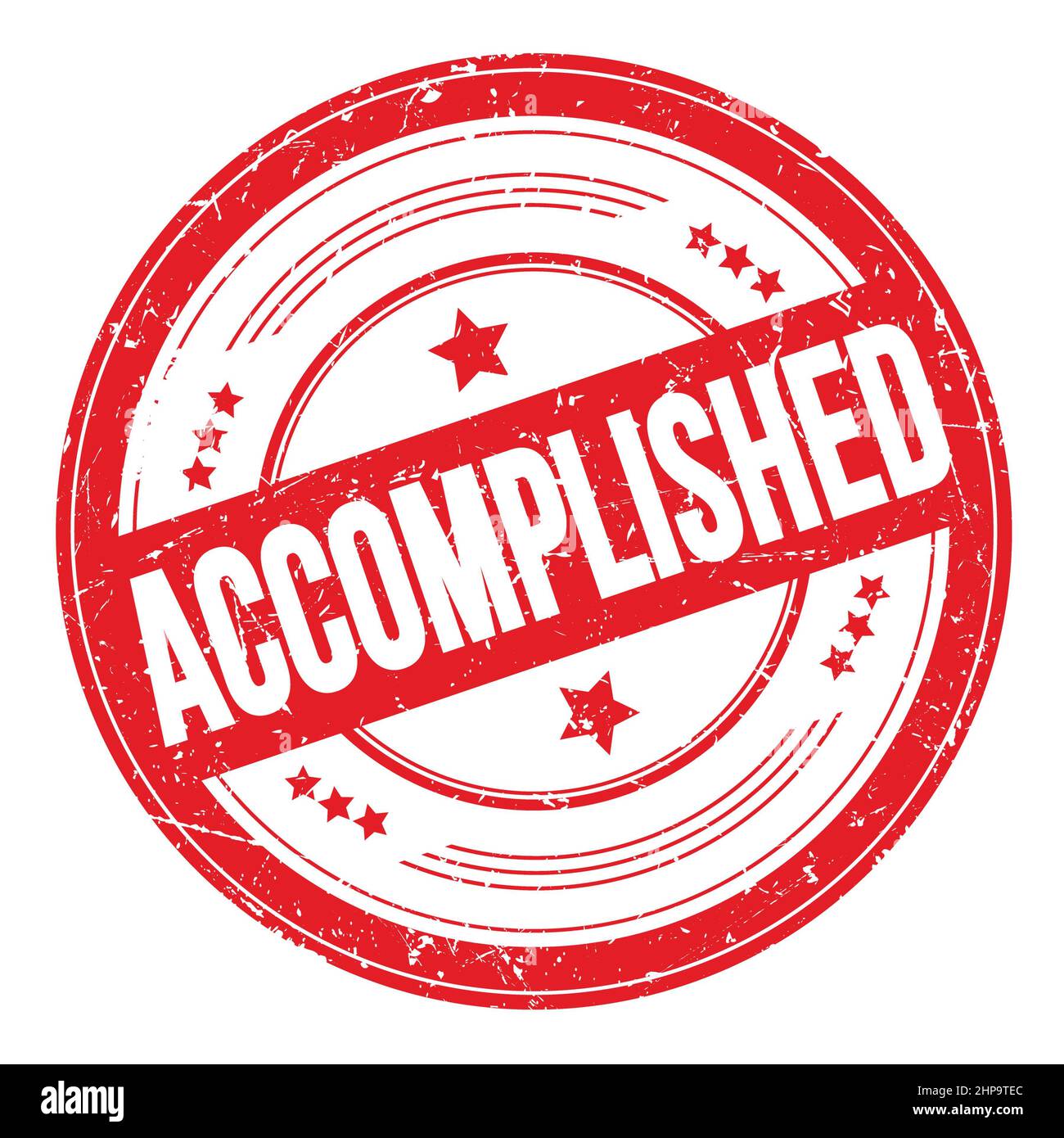 ACCOMPLISHED text on red round grungy texture stamp Stock Photo - Alamy