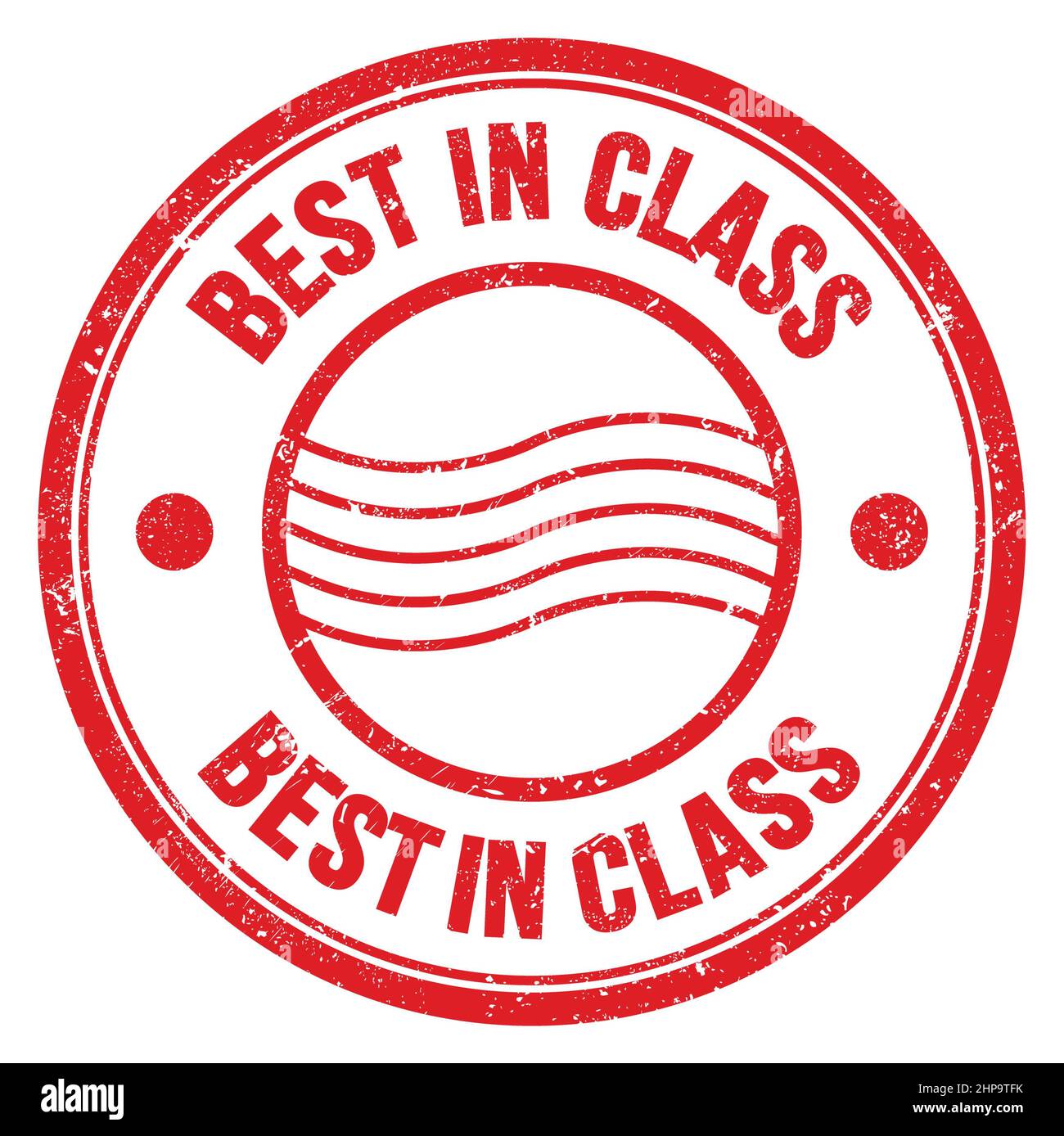 BEST IN CLASS word written on red round postal stamp sign Stock Photo ...